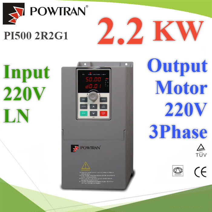 PI500 อินเวอร์เตอร์ แปลงไฟ 220VAC ขับมอเตอร์ปั๊ม AC 220V 3phase 3HP 2.2KW www.Solar-Thailand.co.th