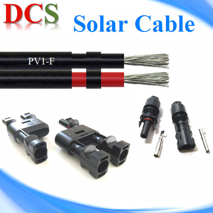 ชุดสายไฟ PV1-F 4 Sq.mm 3 เมตร ย้ำหัวสาย MC4 พร้อมข้อต่อขนาน www.Solar-Thailand.co.th