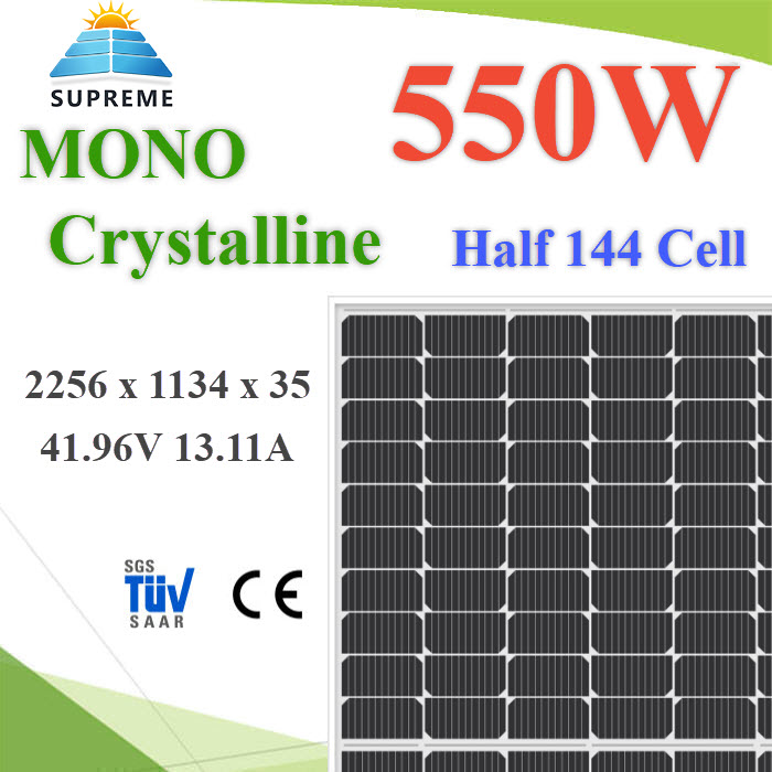 550W แผงโซลาร์เซลล์ Mono crystalline Half Cell 41.96V PV Solar Module ...