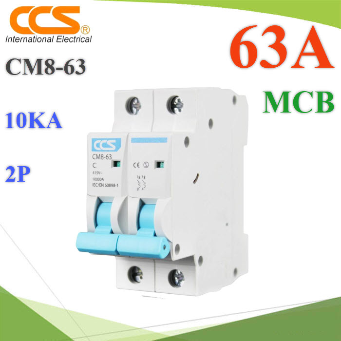 MCB AC 63A 2Pole เบรกเกอร์ไฟฟ้า CCS CM8-63 ตัดวงจรไฟฟ้า กระแสเกินพิกัด ไฟลัดวงจร 10KA www.Cable ...