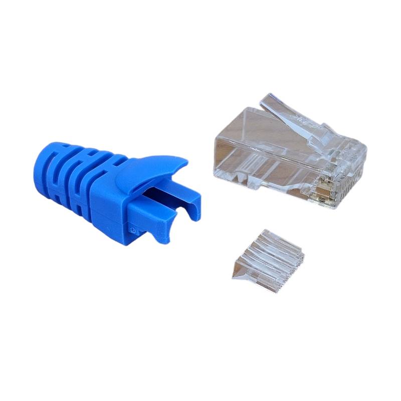 หัวต่อสาย LAN หัวแลนมาตรฐาน CAT6 RJ45 พร้อมบูทล็อกสายแลน สีน้ำเงิน www ...