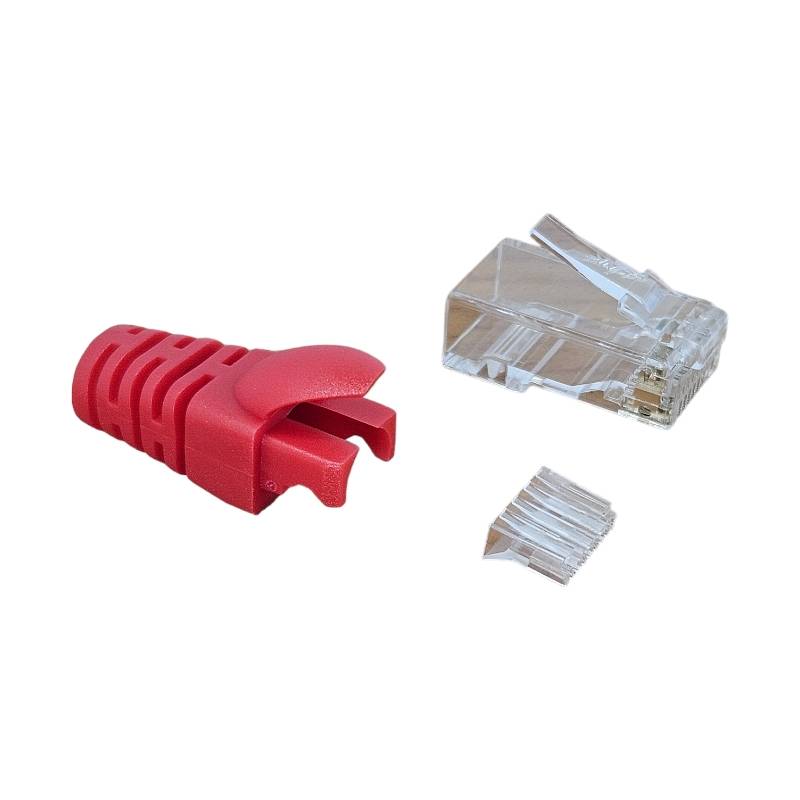 หัวต่อสาย LAN หัวแลนมาตรฐาน CAT6 RJ45 พร้อมบูทล็อกสายแลน สีแดง www ...