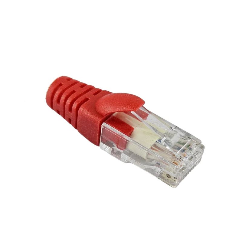 หัวต่อสาย LAN หัวแลนมาตรฐาน CAT6 RJ45 พร้อมบูทล็อกสายแลน สีแดง www ...