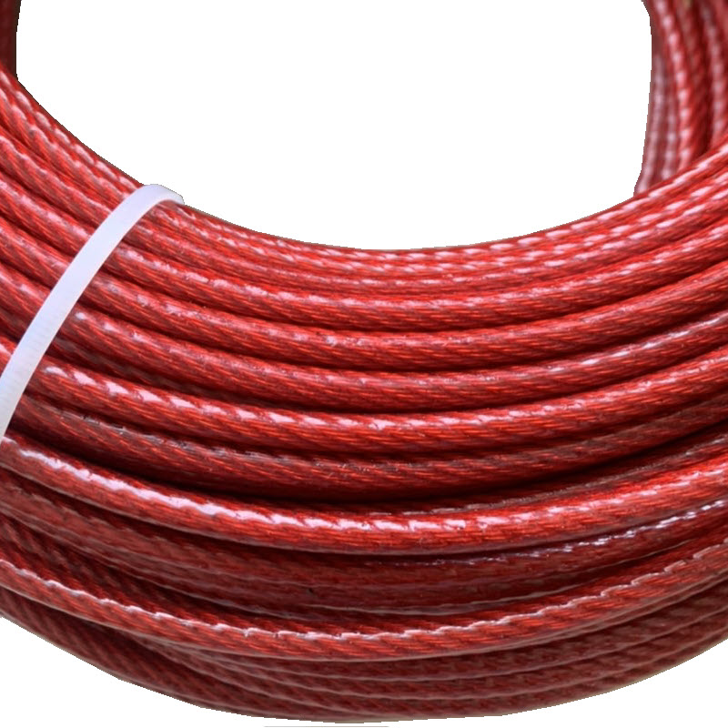 RED PVC Plastic Coated Galvanized steel wire strand Diemeter 5mm. www ...