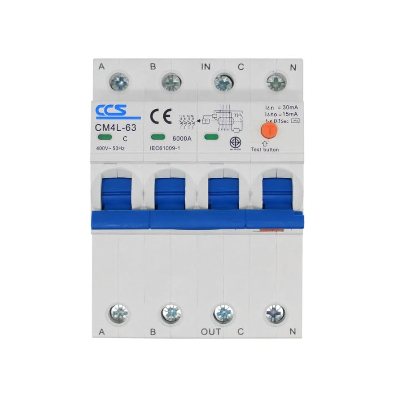CM4L-63 RCBO 4P 50A AC Residual Current Circuit Breaker with ...